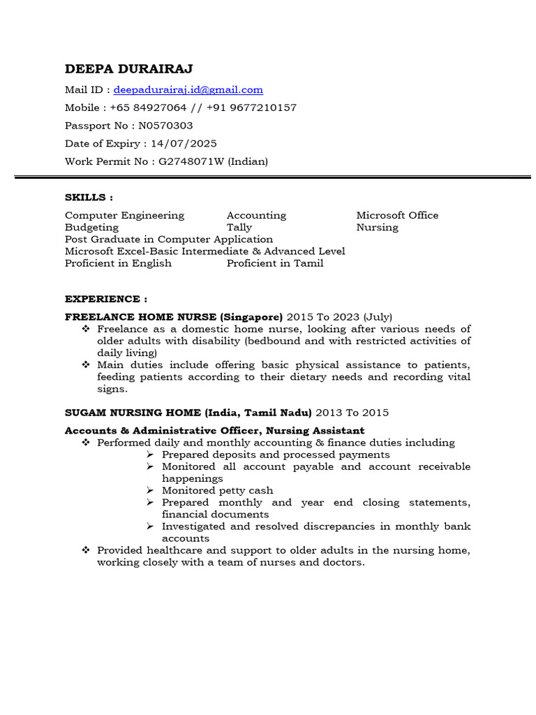 Deepa Resume | PDF | Career & Growth | Finance & Money Management