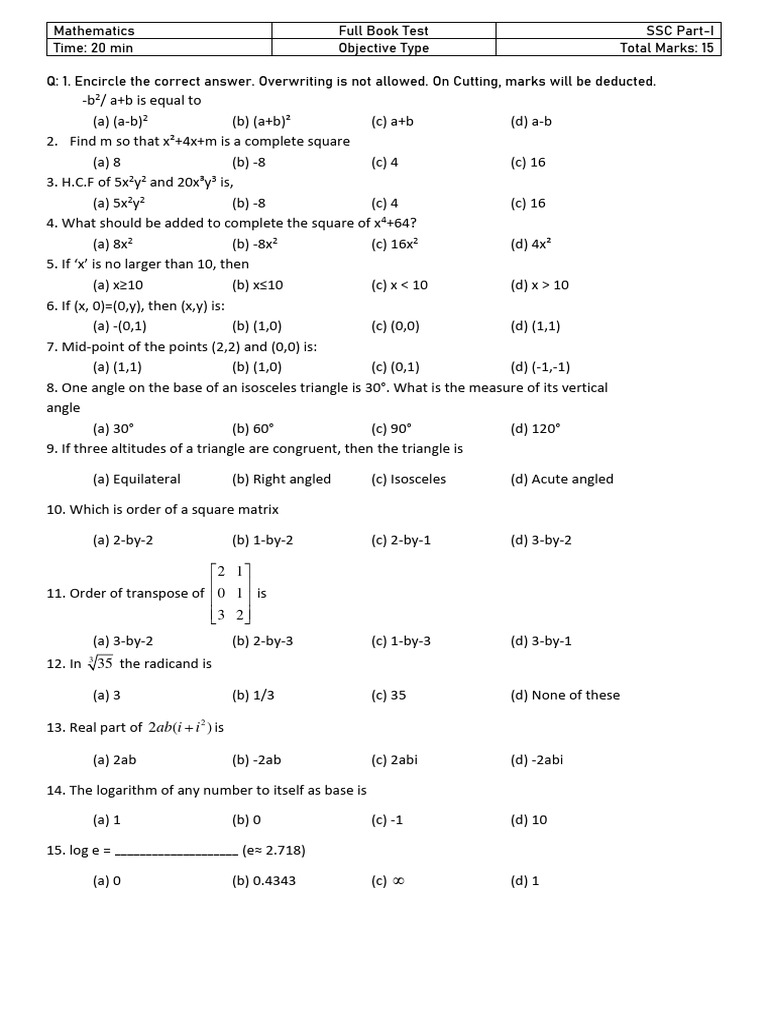 Math Class 9th Full Book Test | PDF | Triangle | Euclidean Plane Geometry