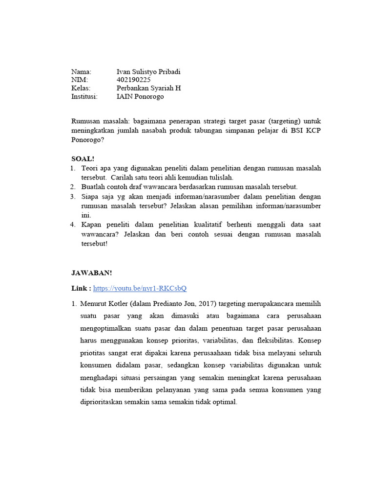 UTS Penelitian Kualitatif - Ivan Sulistyo Pribadi - 402190225 - PSH | PDF