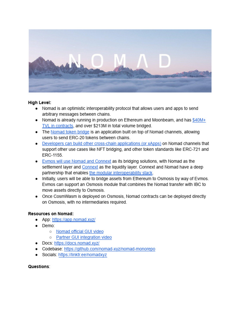 Nomad - Osmosis Proposal | PDF