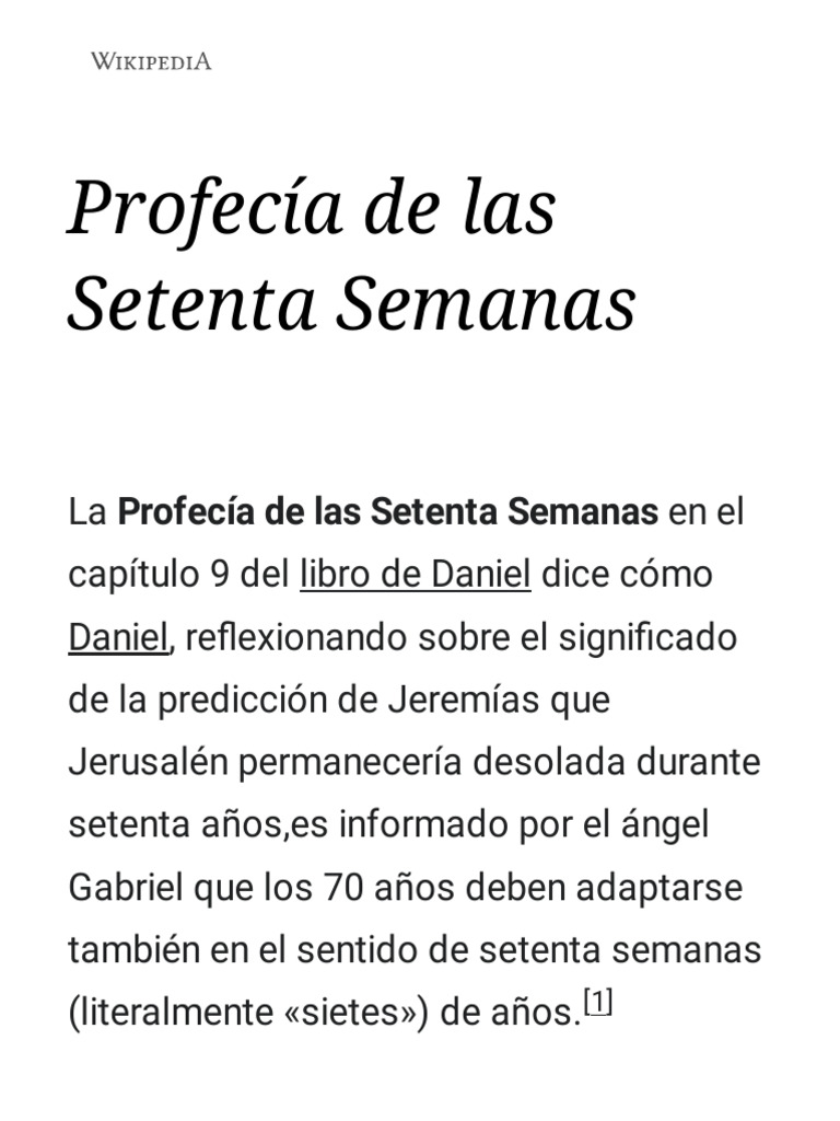 Profecía de Las Setenta Semanas - Wikipedia, La Enciclopedia Libre PDF | PDF | Historia