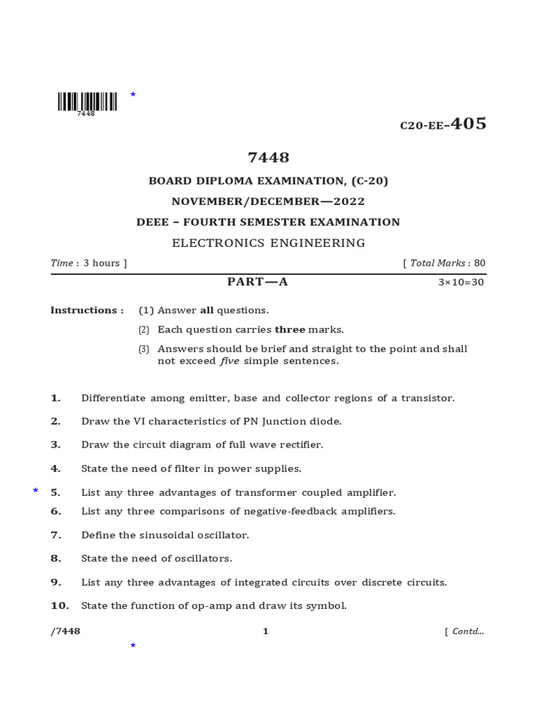 Electronics Engineering Exam Paper 2022 | PDF | Electronic Oscillator ...