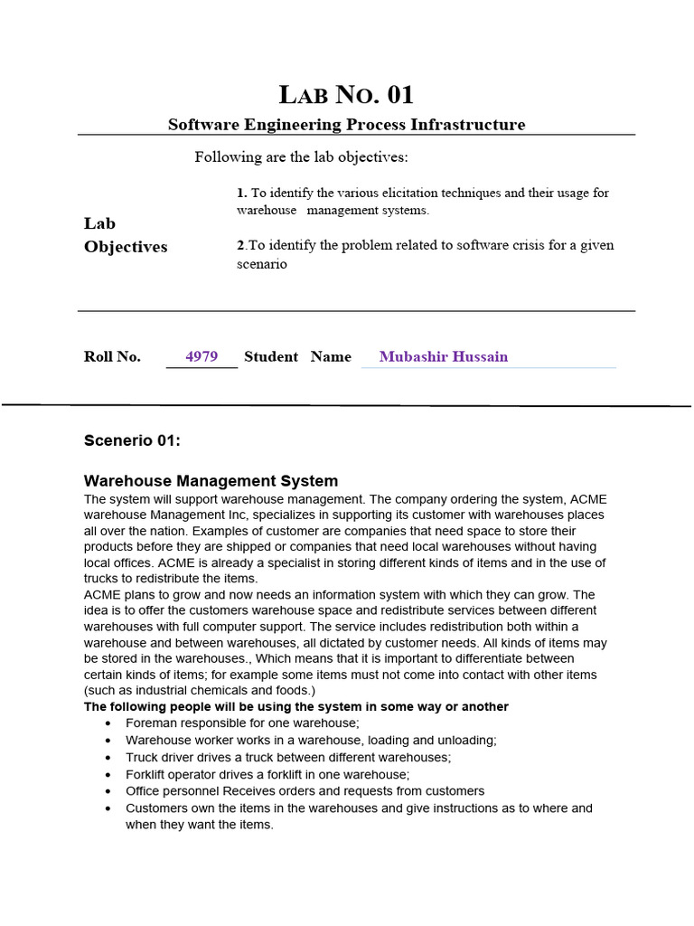 Lab No1 SCD Mubashir Hussain 4979 | PDF