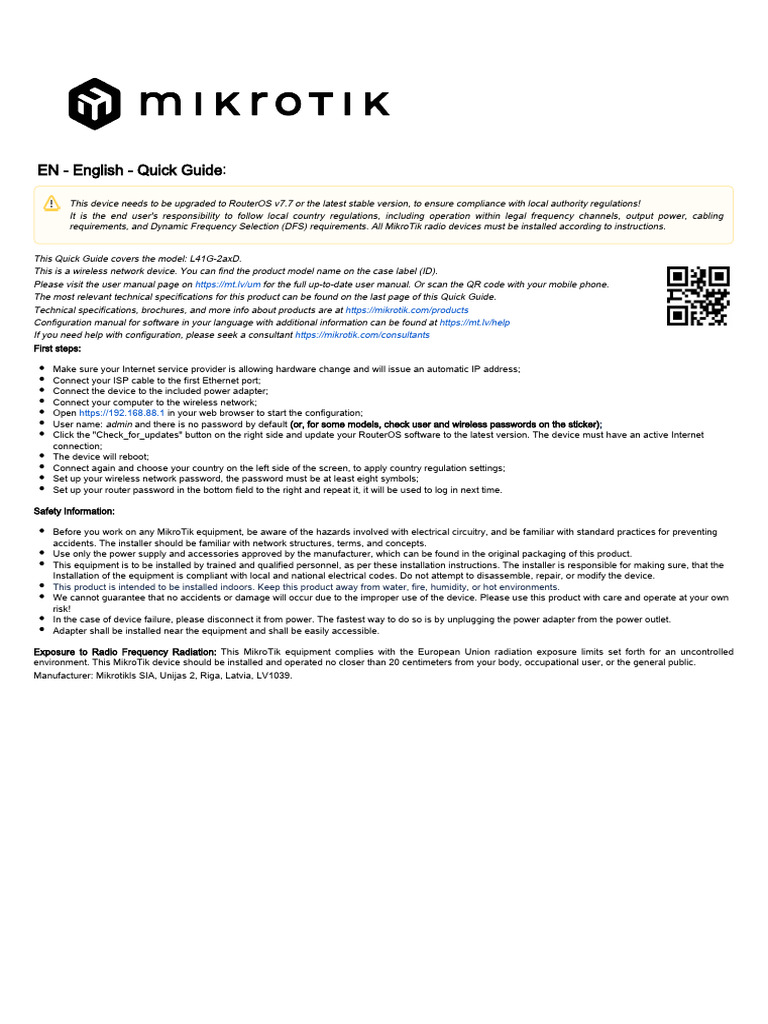 Quick Guide - hAP Ax Lite - 301023-0734-5232 | PDF