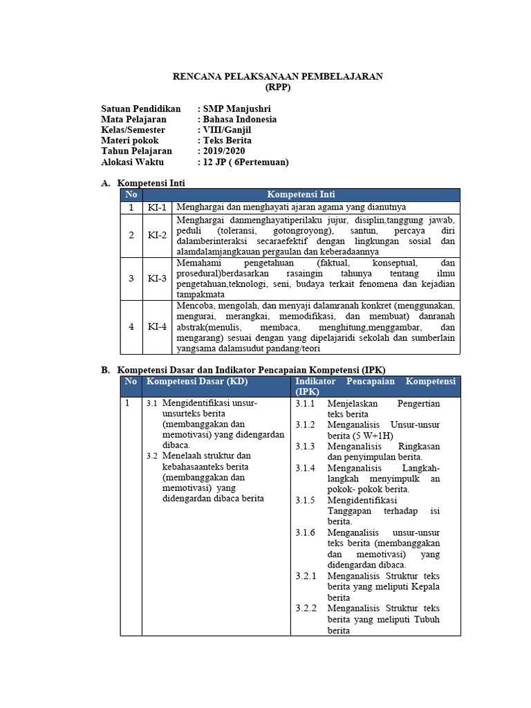 Contoh RPP K 13 | PDF