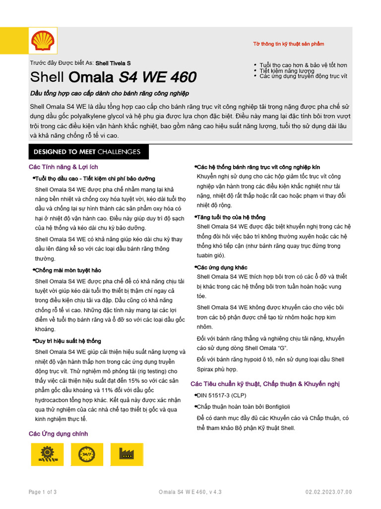 TDS - Shell Omala S4 WE 460 - VI | PDF