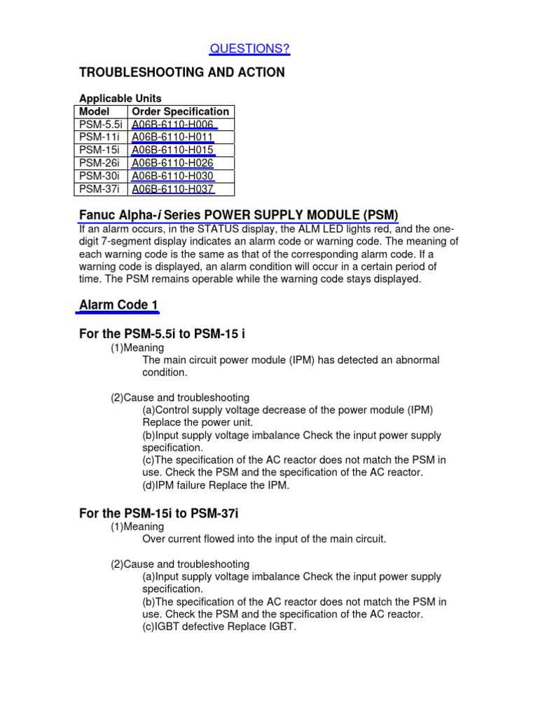 Fanuc PSM Troubleshooting Guide | PDF | Technology & Engineering