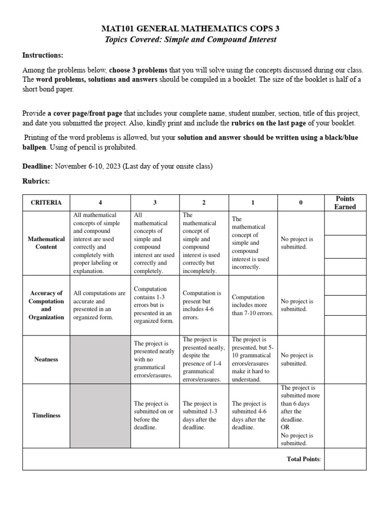 Mat101 General Mathematics Cops 3 | PDF | Interest | Compound Interest