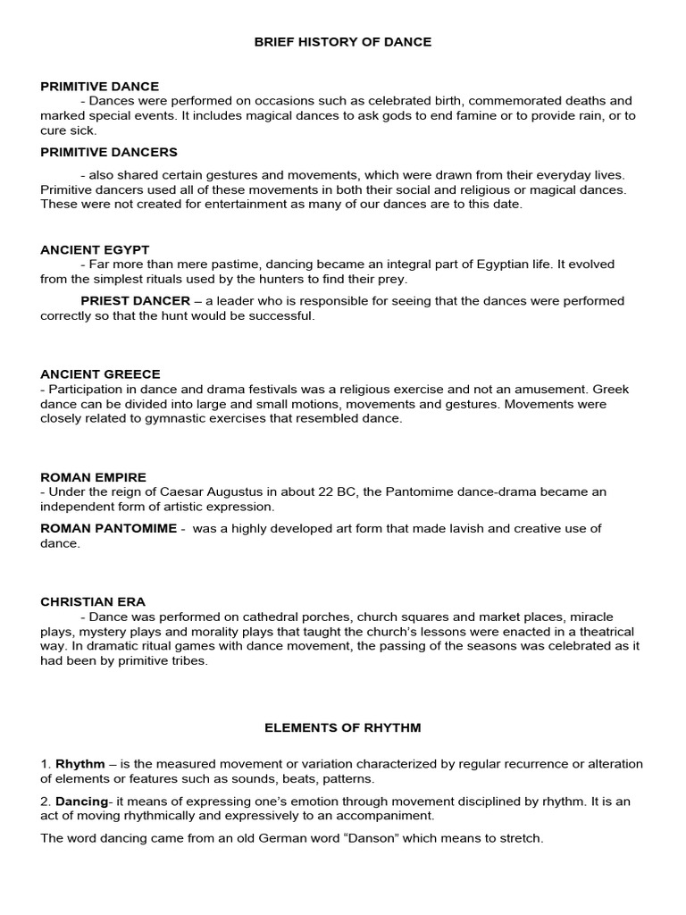 Brief History of Dance | PDF | Dances | Ballroom Dance