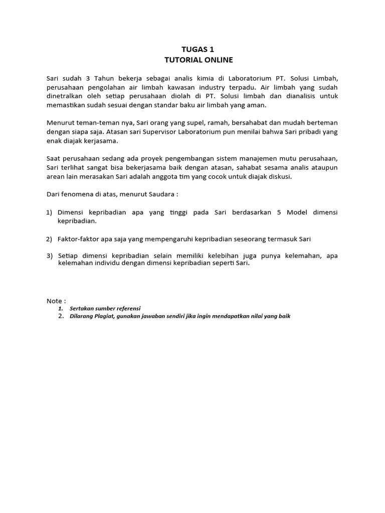 Lembar Jawaban Tugas 1 Perilaku Organisasi | PDF