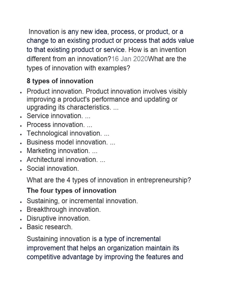 8 Types of Innovation | PDF | Innovation | Marketing