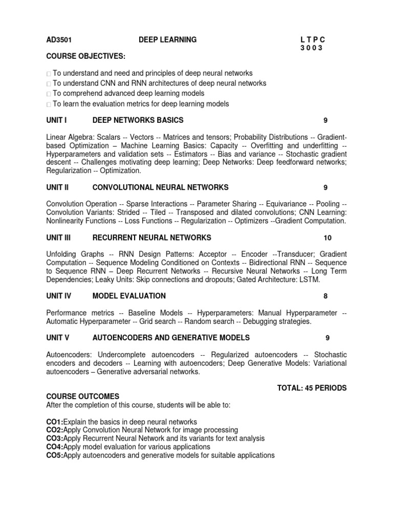 Ad3501 - Deep Learning | PDF | Deep Learning | Artificial Neural Network
