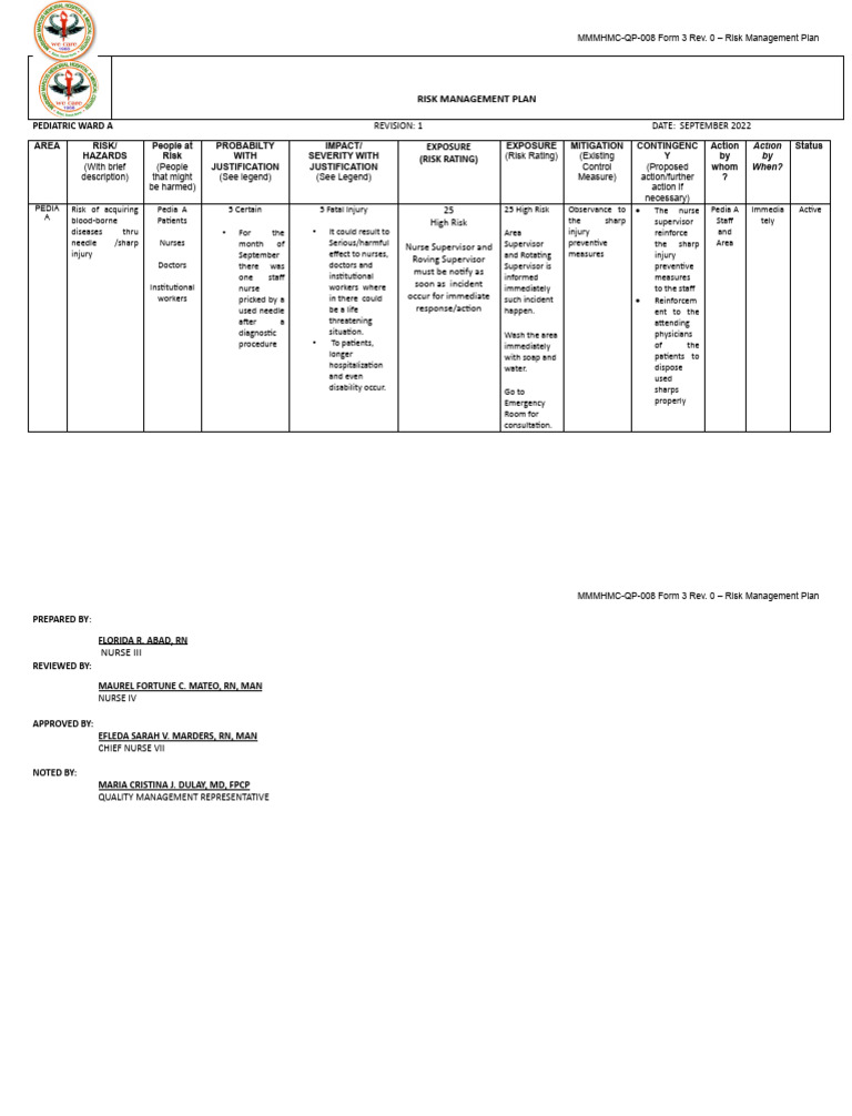 Risk Management Plan | PDF