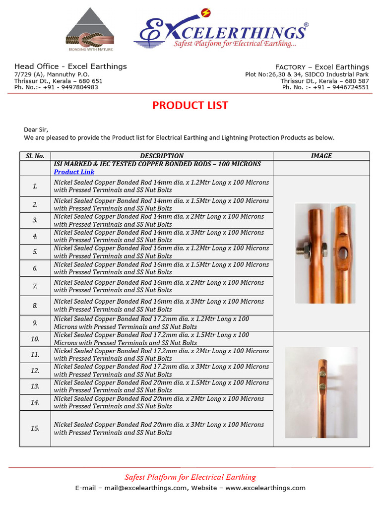 EXCEL Product List 2023 | PDF | Electrical Conductor | Electromagnetism
