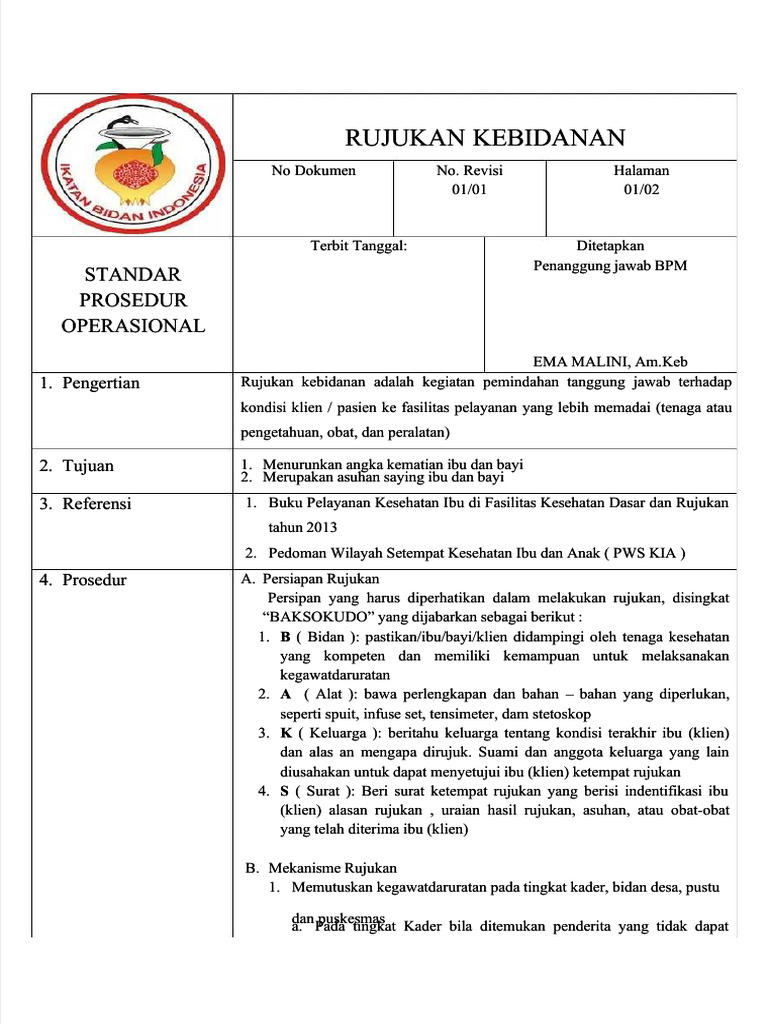 PDF Sop Rujukan Kebidanan - Compress | PDF | Pengembangan Diri