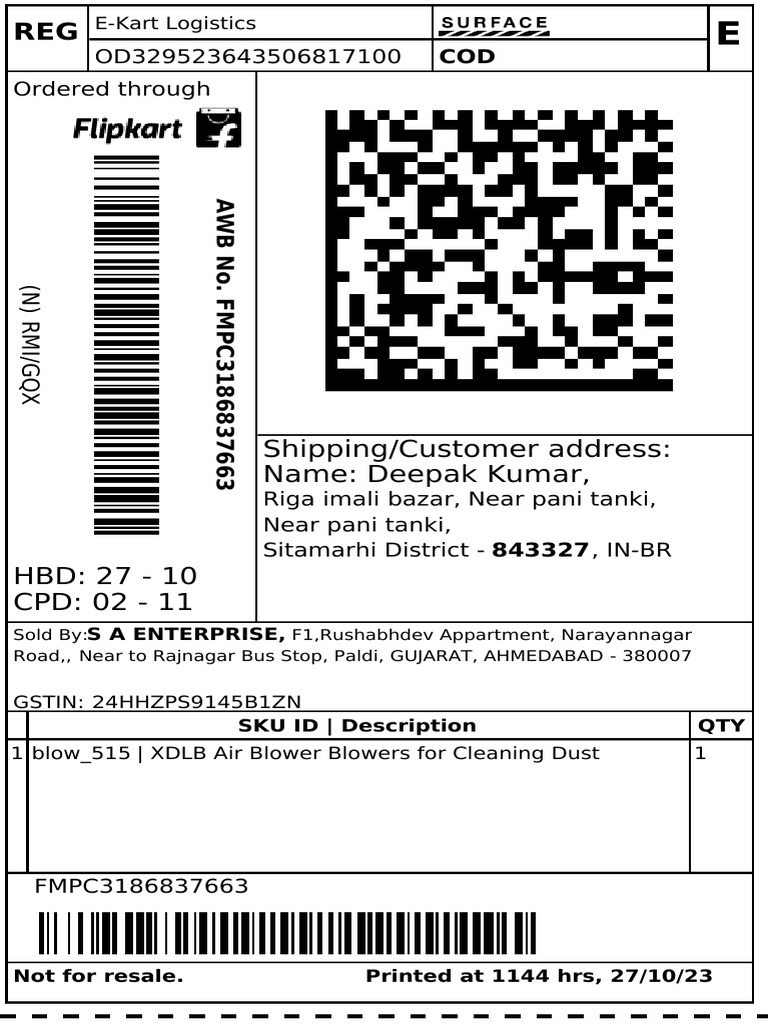 Flipkart Labels 27 Oct 2023 11 44 | PDF | Invoice | Public Finance