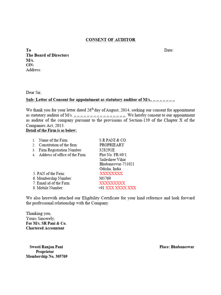 Consent Letter From Auditor | PDF