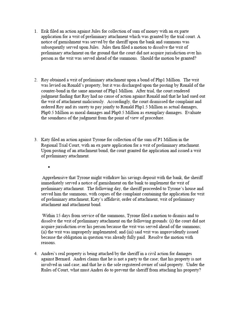 CivPro II (Provisionary Remedies) | PDF | Lawsuit | Writ