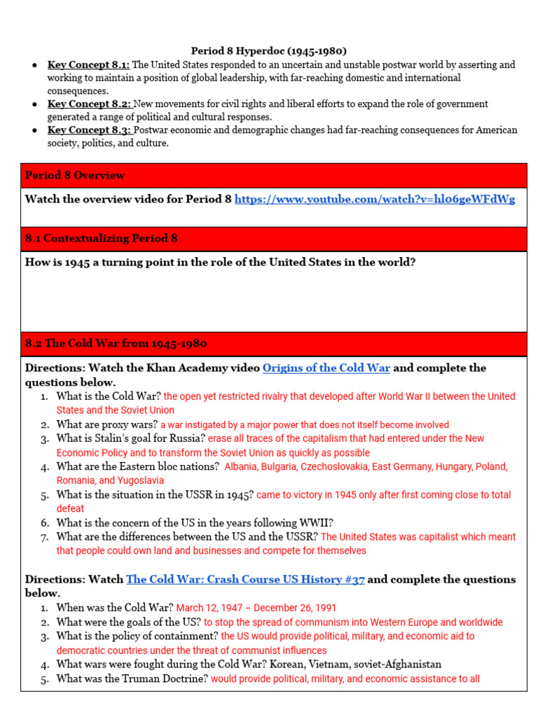 Jonathan Parfait - Period 8 Hyperdoc | PDF | Vietnam War | Cold War