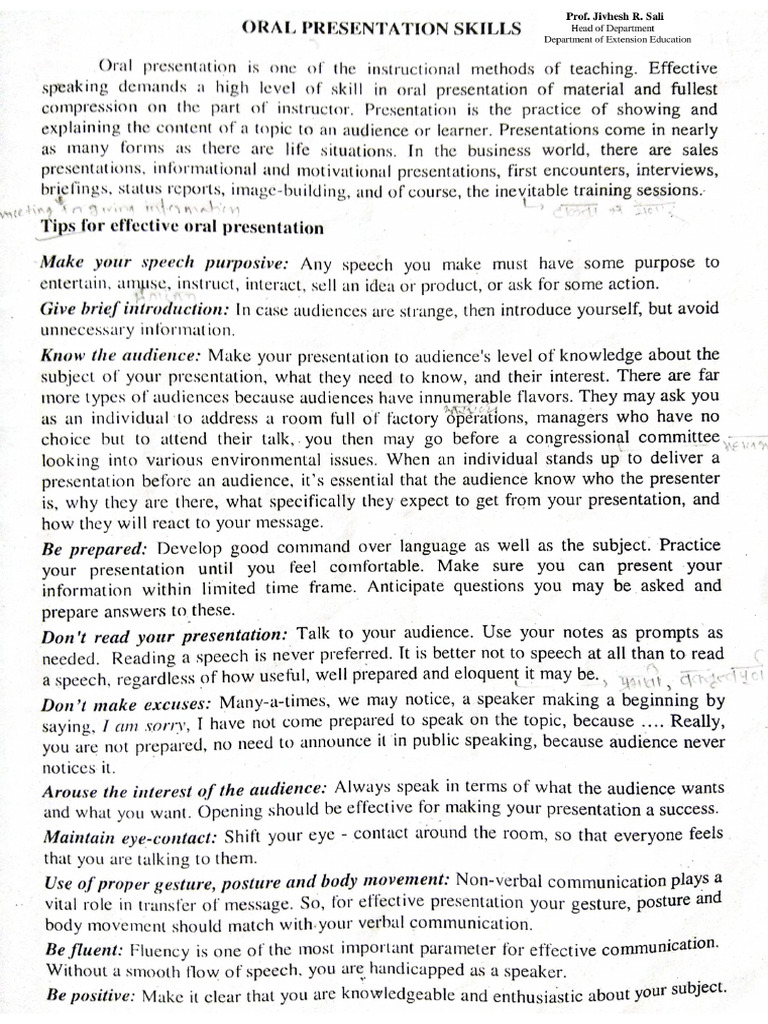 Oral Presentation Skills | PDF