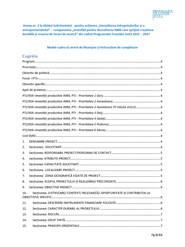 Anexa 2 Model Cererea de Finantare IMM | PDF