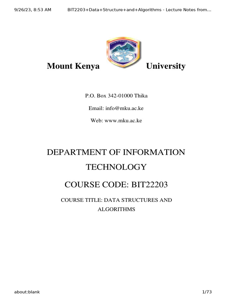 BIT2203+Data+Structure+and+Algorithms - Lecture Notes From Virtual ... BIT2203+Data+Structure+and+Algorithms - Lecture Notes From Virtual ...