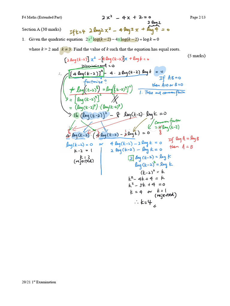 F4 20230116 2021 Ext Exam Paper | PDF | Elementary Mathematics | Algebra