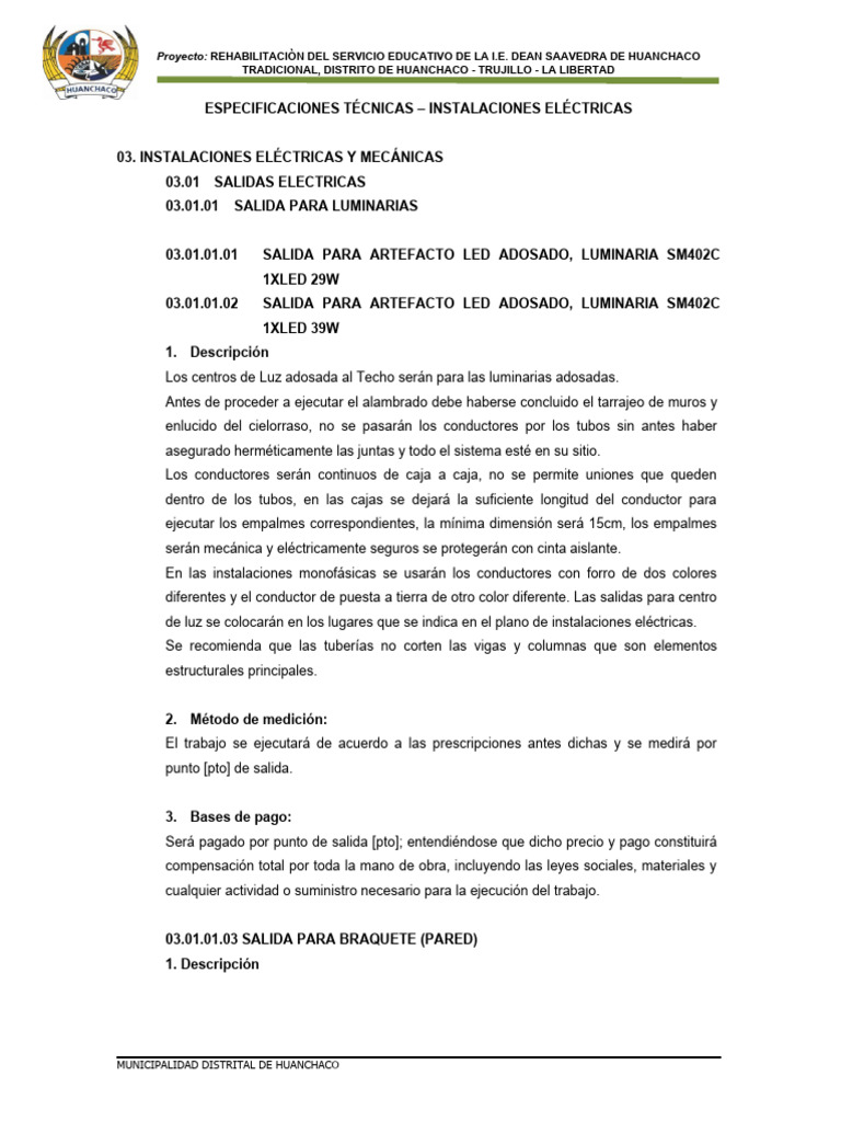 3 - Especificaciones Ins. Electricas Dean Saavedra | PDF