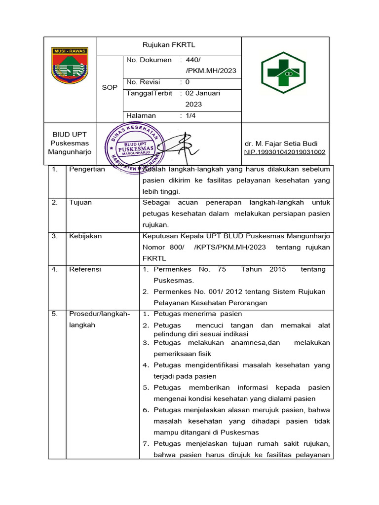 3.3. SOP Rujukan FKRTL | PDF