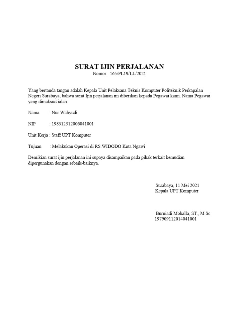Surat Perjalanan Dinas | PDF
