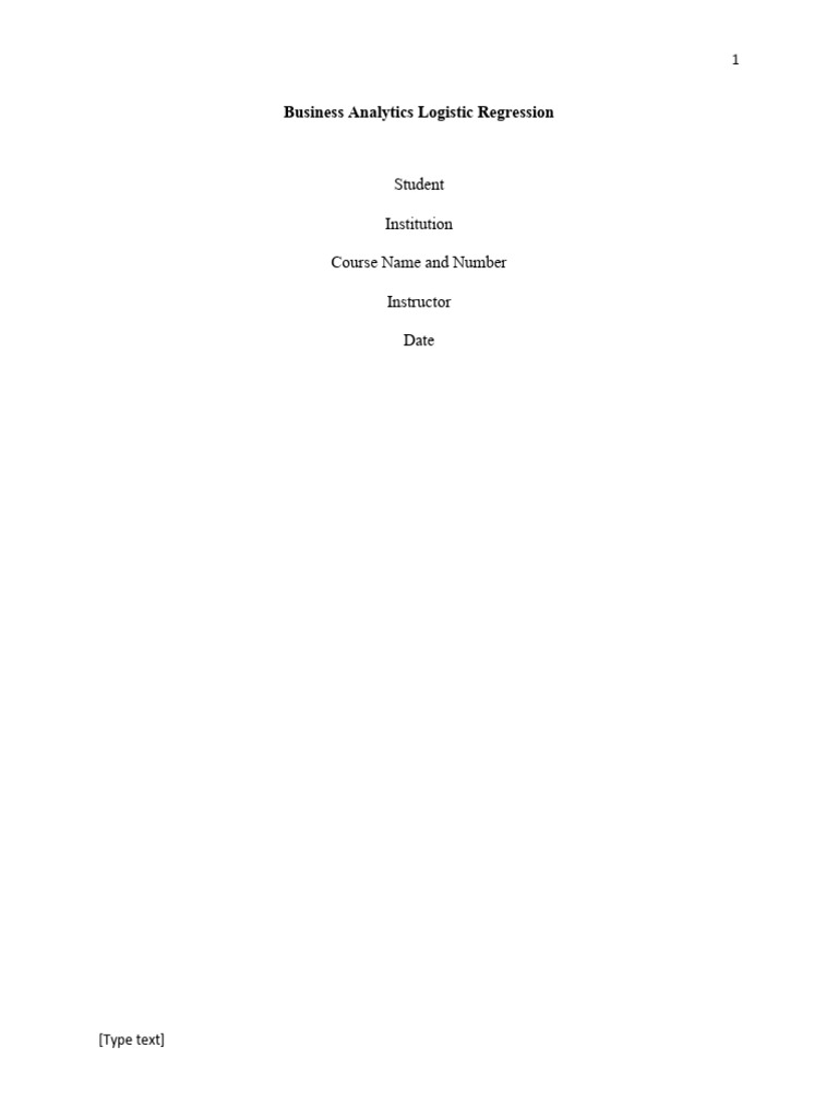 Business Analytics Logistic Regression | PDF