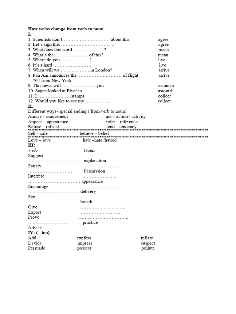 How Verbs Change From Verb To Noun | PDF
