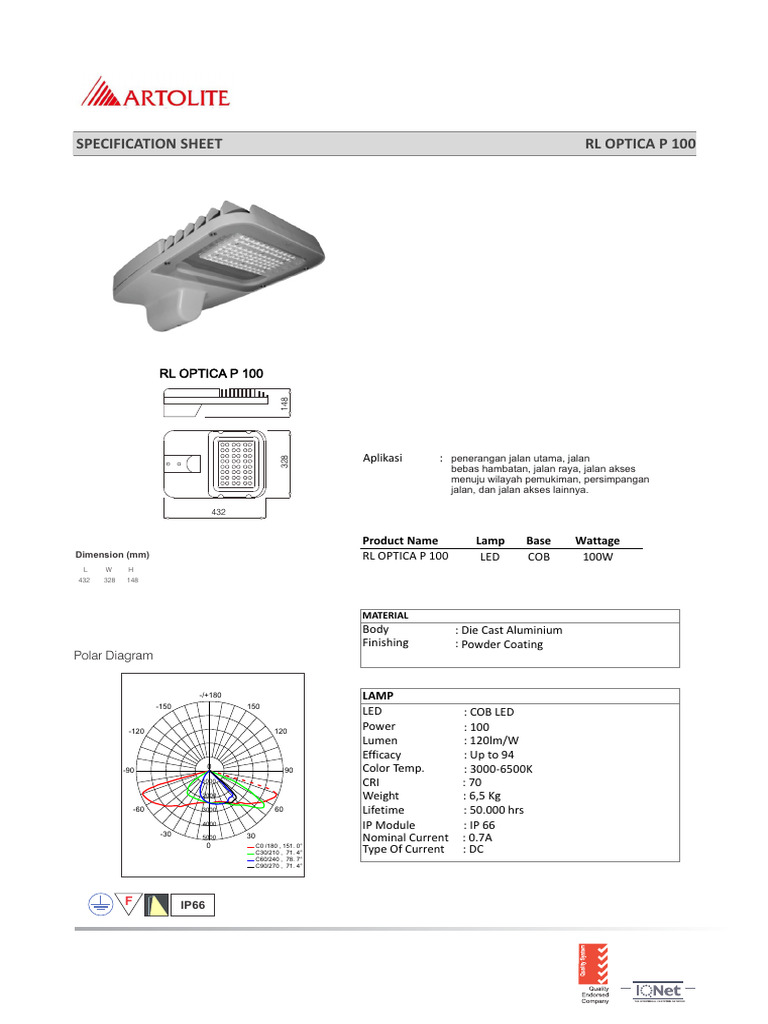 RL Optica P100 | PDF | Lighting | Light