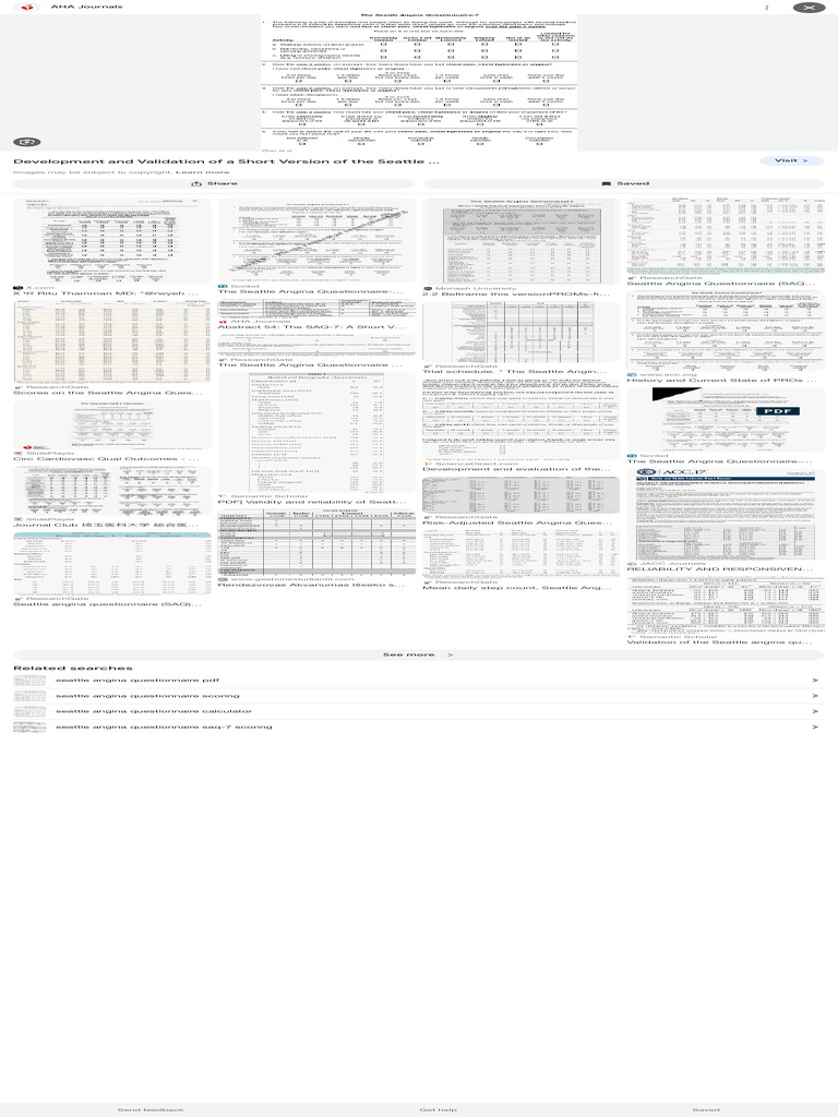 Seattle Angina Questionnaire - Google Search | PDF | Cardiovascular ...
