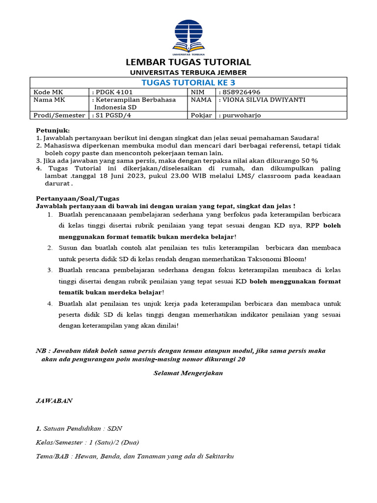 TT3 - B. Indonesia | PDF