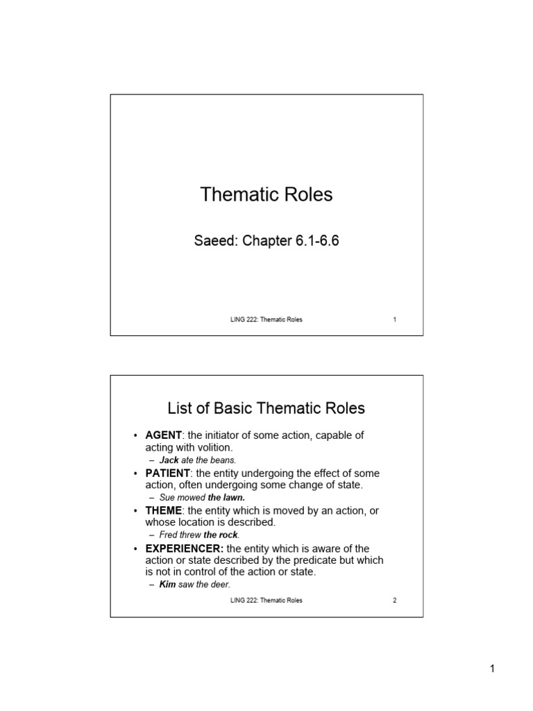 Thematic Roles | PDF