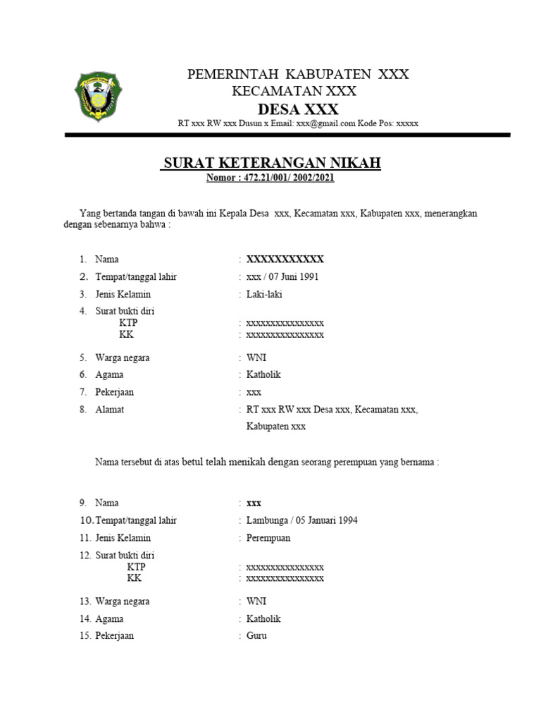 Contoh Suket Nikah | PDF