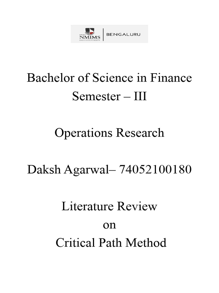 Daksh Agarwal's Literature Review Critical Path Method | PDF | Project ...