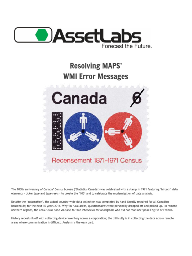 AssetLabs Resolving Microsoft MAP WMI Error Messages | PDF | Computer ...