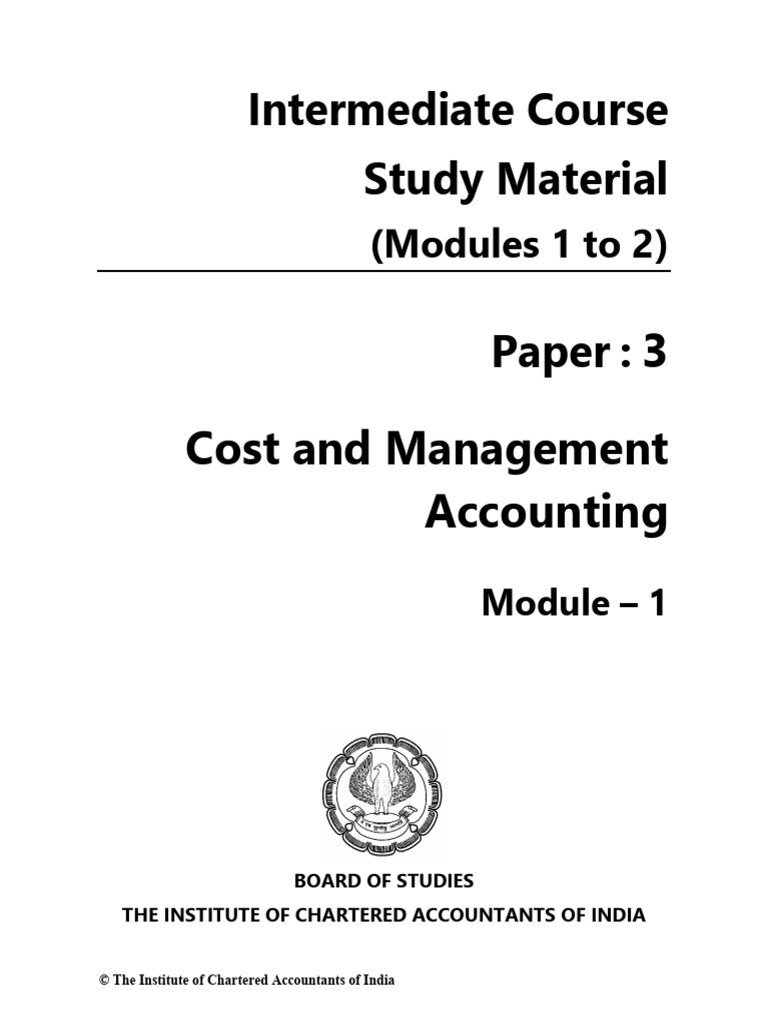 Intermediate Course Study Material Paper:: Cost and Management Accounting | Download Free PDF ...