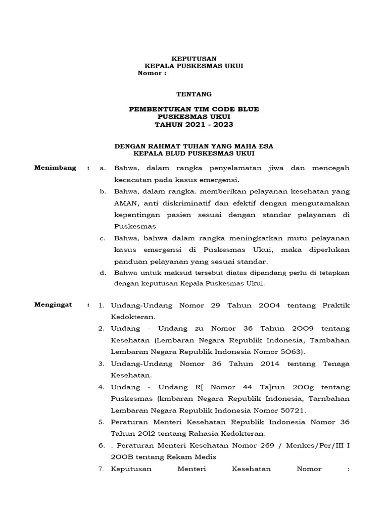 SK Kode Blue | PDF | Pengembangan Diri | Kesehatan Holistik