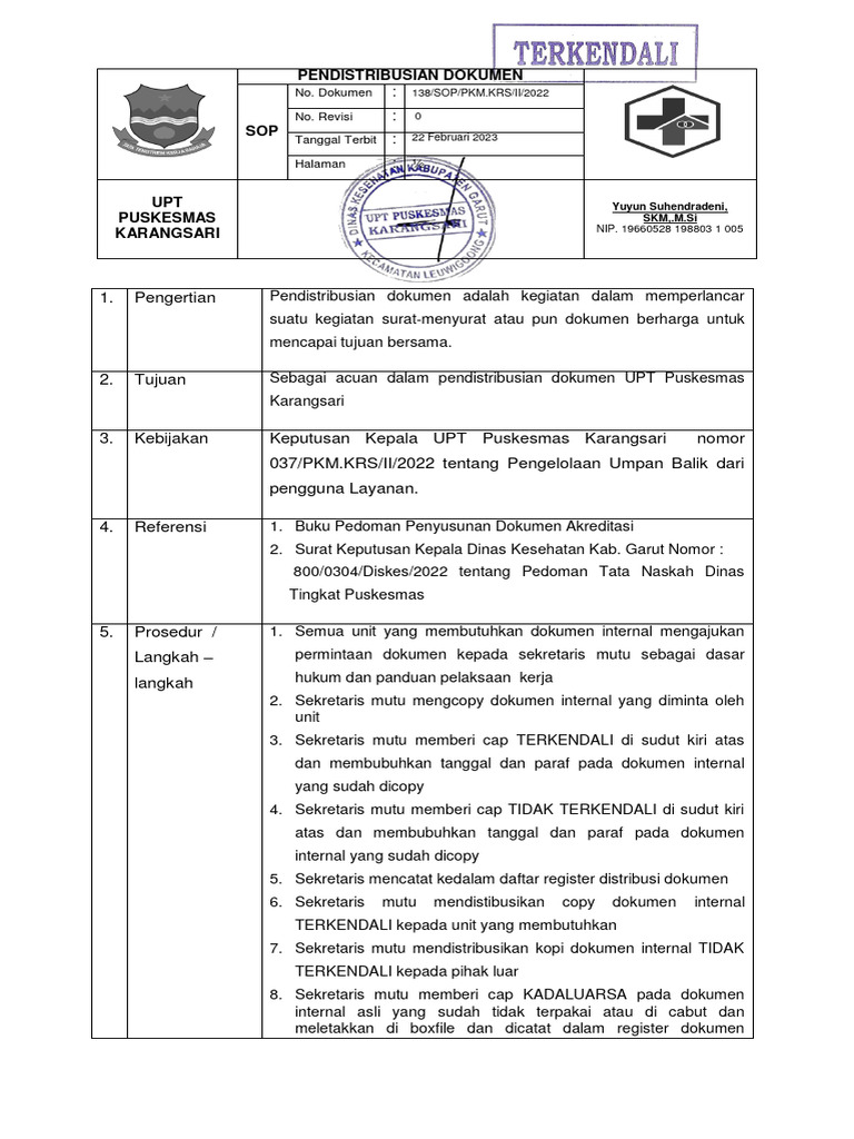 Sop Distribusi Dokumen | PDF