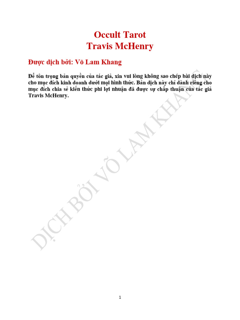 Occult Tarot - Travis McHenry | PDF