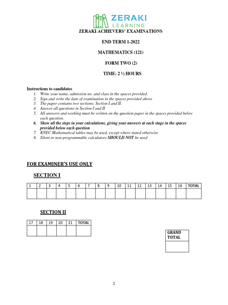 Mathematics Form 2 - Question Paper | PDF | Vertex (Graph Theory ...