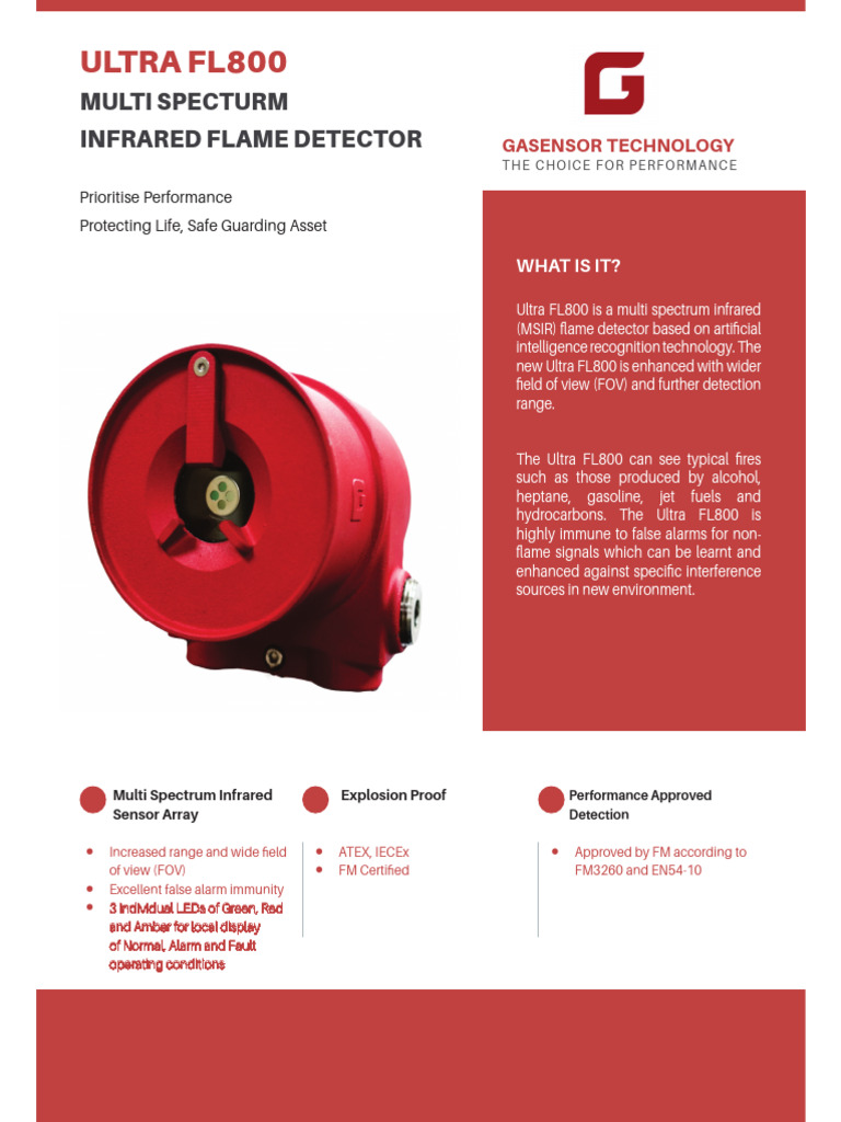 Ultra FL800 MSIR Flame Detector | PDF | Sensor | Infrared