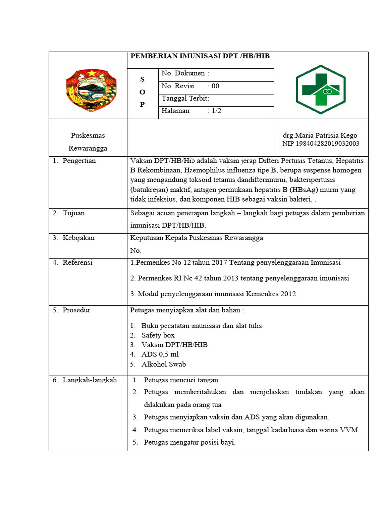 Sop Pemberian DPT | PDF