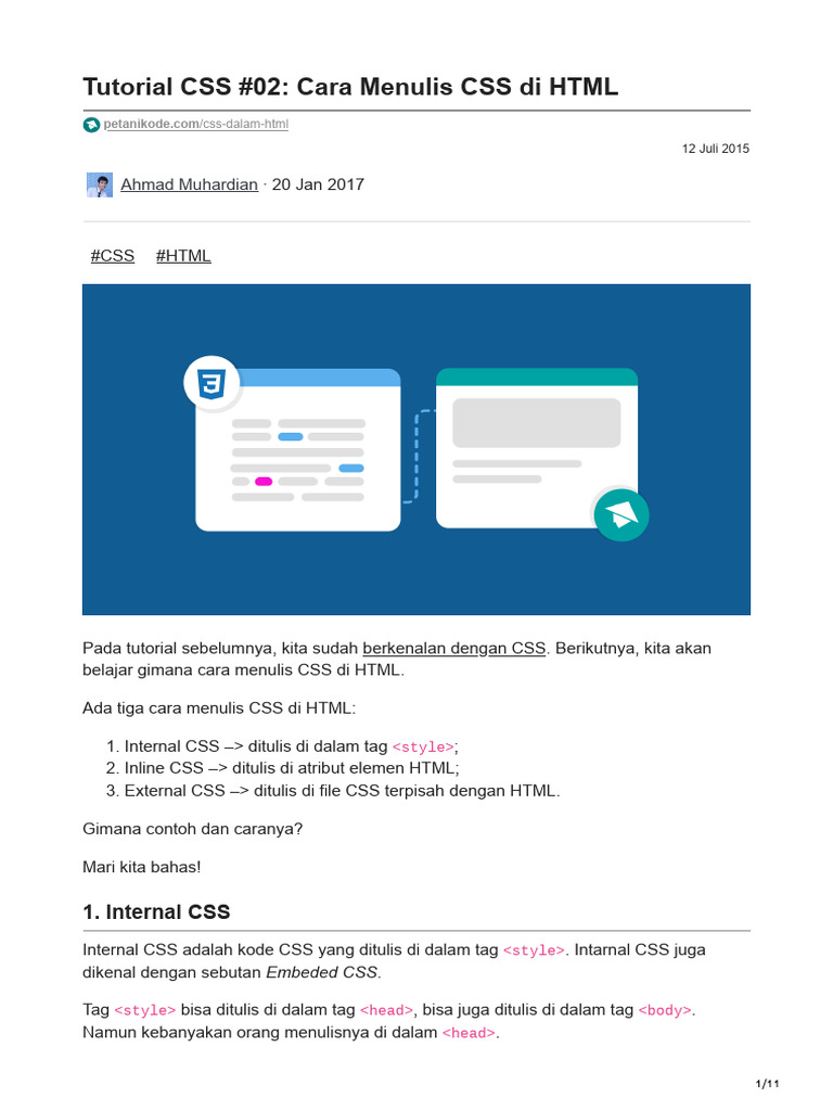 Tutorial Css 02 Cara Menulis Css Di Html Pdf