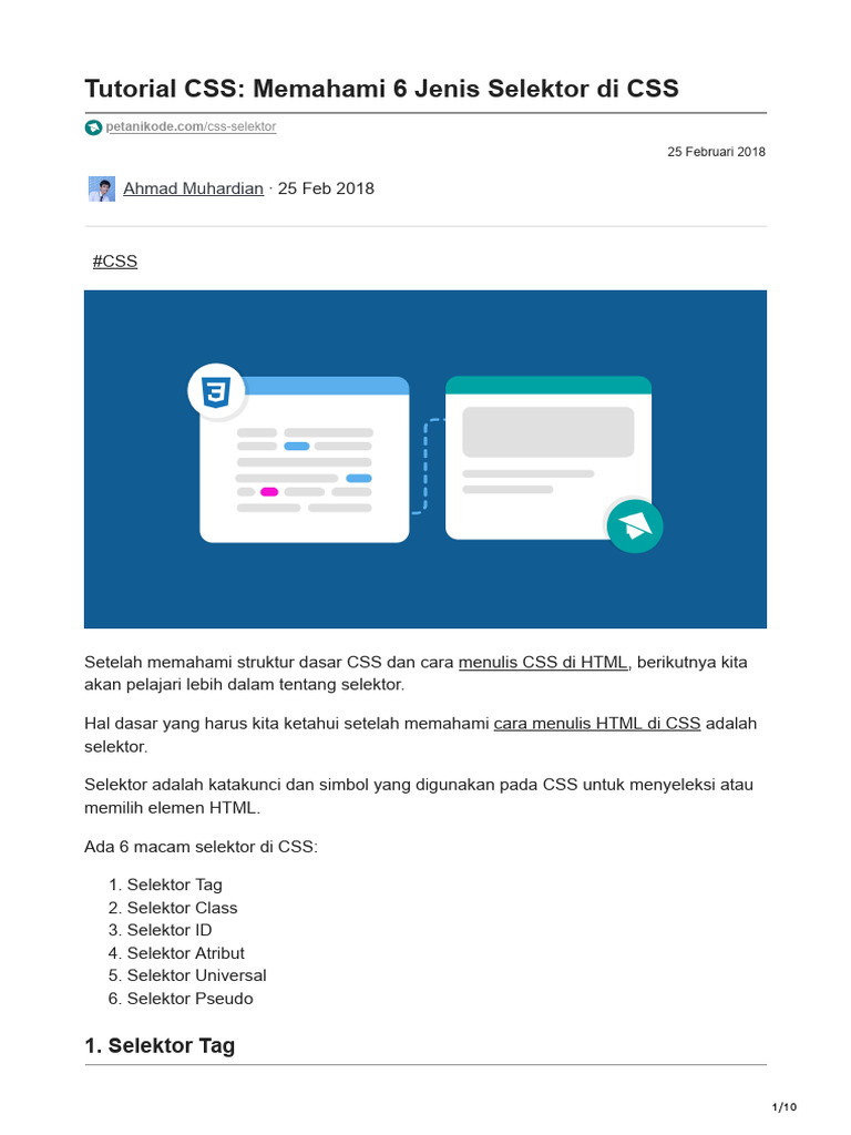 Tutorial CSS Memahami 6 Jenis Selektor Di CSS | PDF