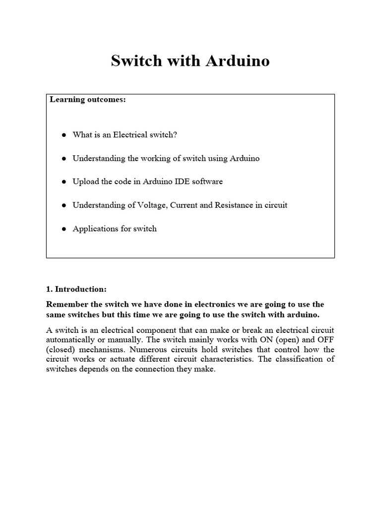 8th - Arduino - Switch With Arduino | PDF | Switch | Arduino