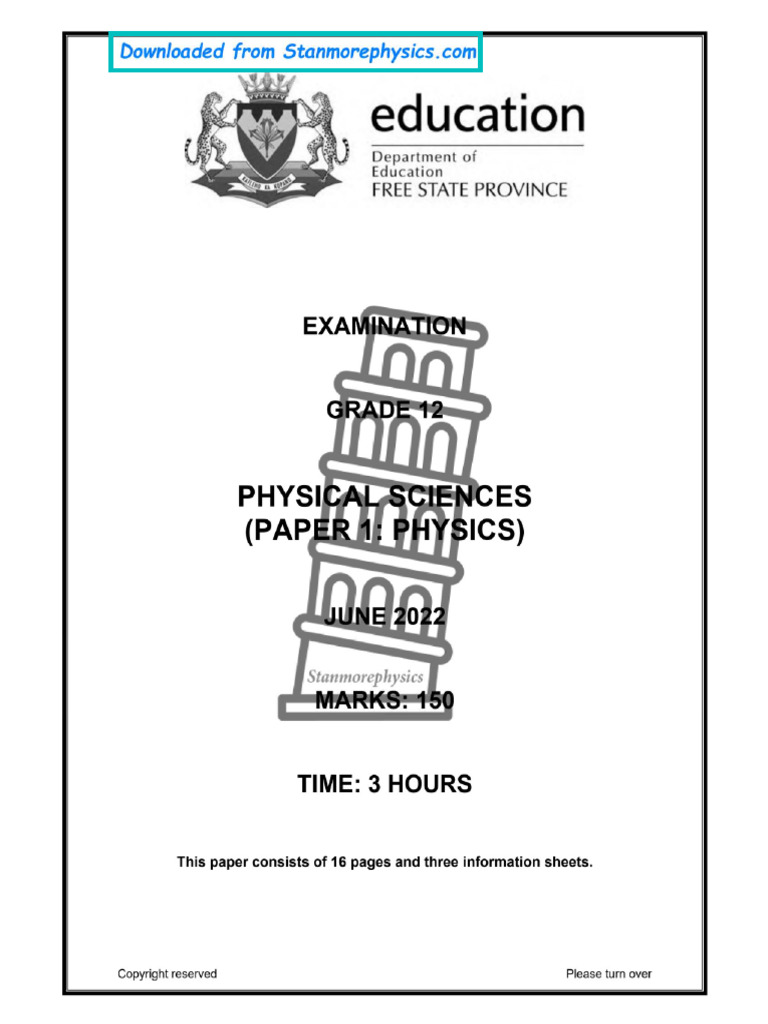 FS Physical Sciences Grade 12 June 2022 P1 and Memo | PDF